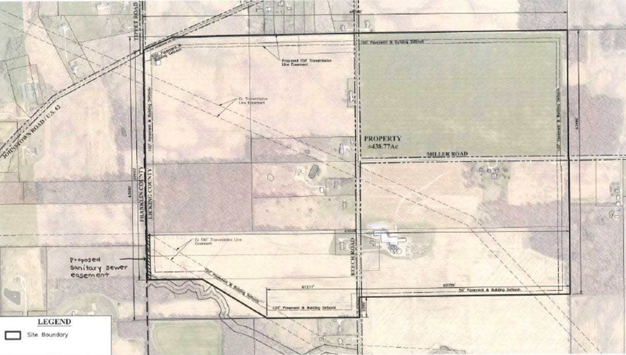 A site map shows the boundaries of the AWS data center project along ...