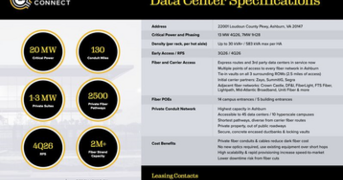New data center planned in Ashburn, Virginia