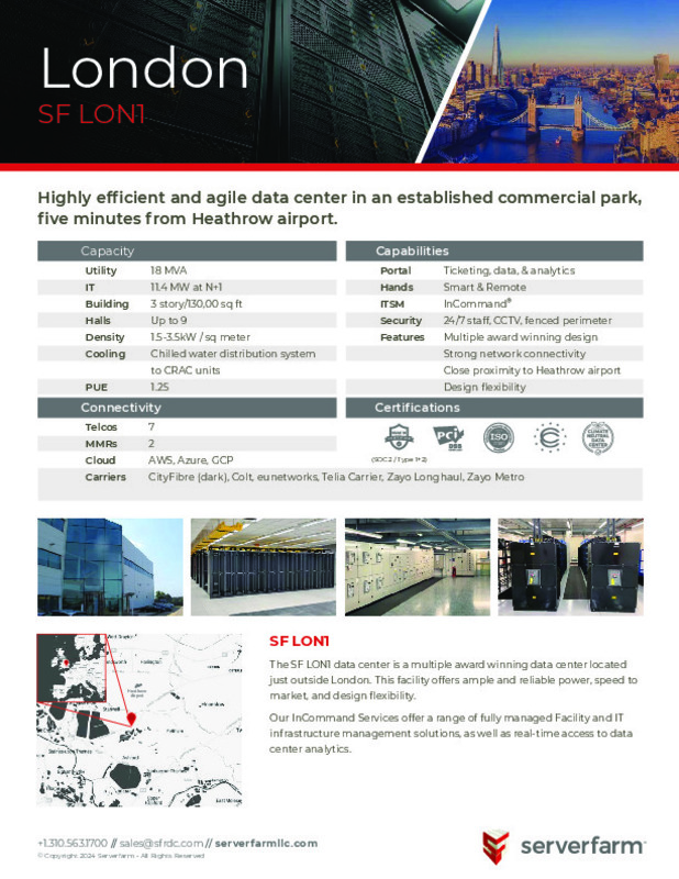 ServerFarm-LON1-Summary-Data-Sheet.pdf - ServerFarm London Data Center