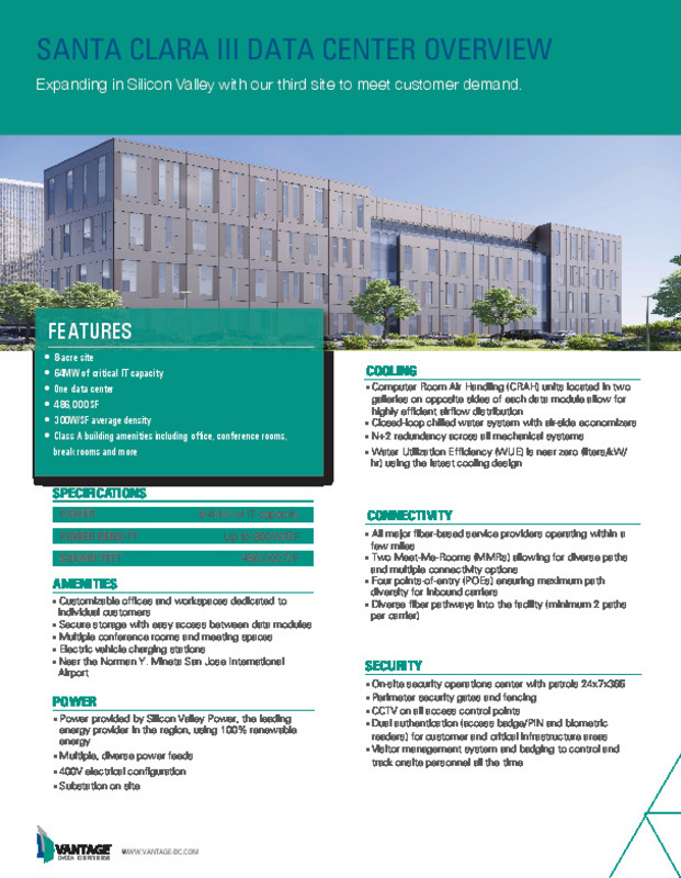 Vantage: Santa Clara CA3 Data Center